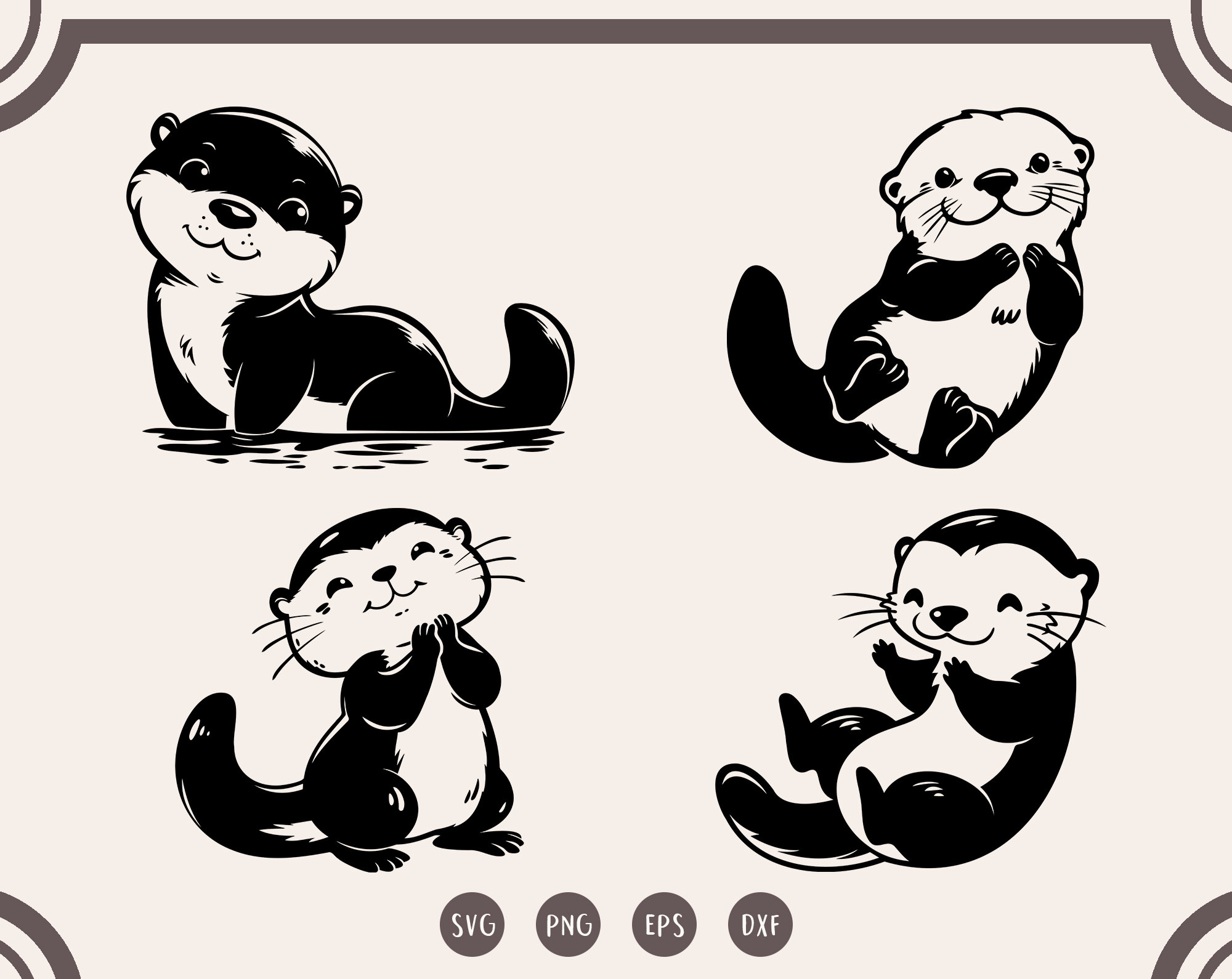 Cute Otters Bundle Svg, Cute Otter Svg, Sea Animal Lovers, Funny Otter ...