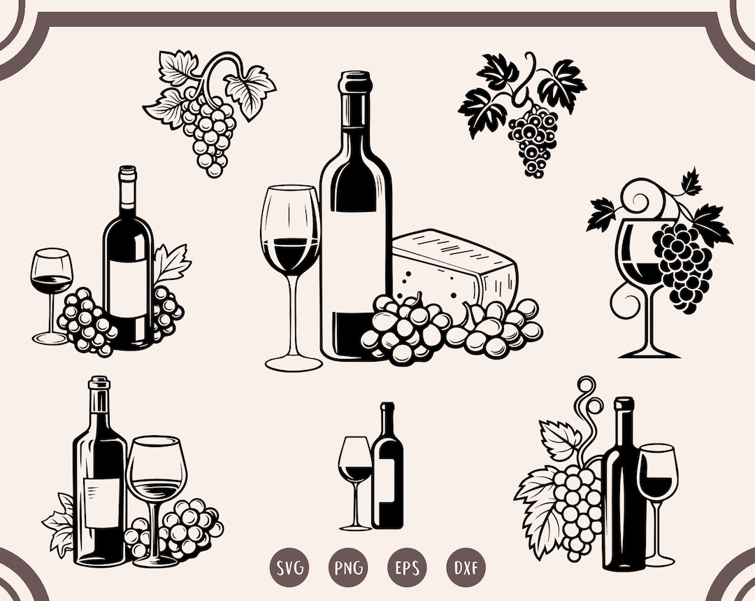 Wine Svg Bundle, Wine Bottle and Glass Svg, Wine Lover Svg, Wine ...