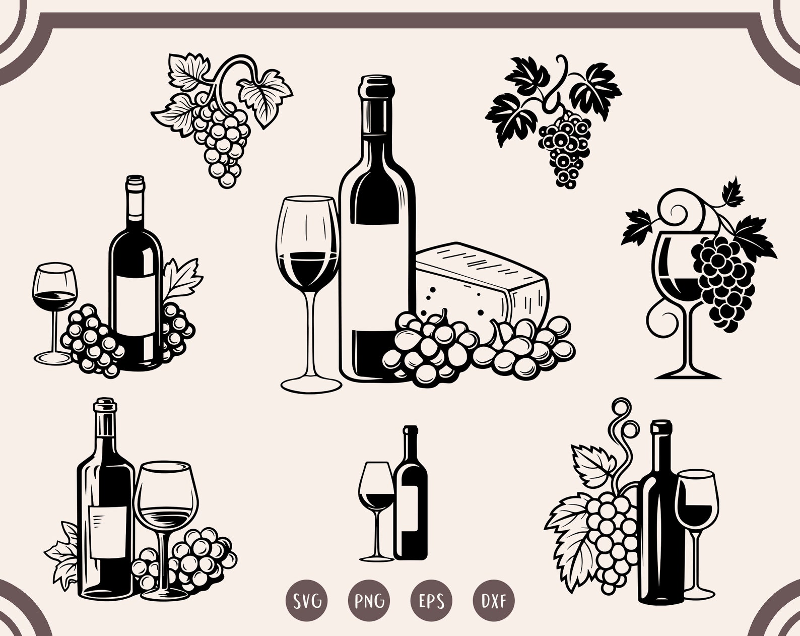 Wine Svg Bundle, Wine Bottle and Glass Svg, Wine Lover Svg, Wine ...