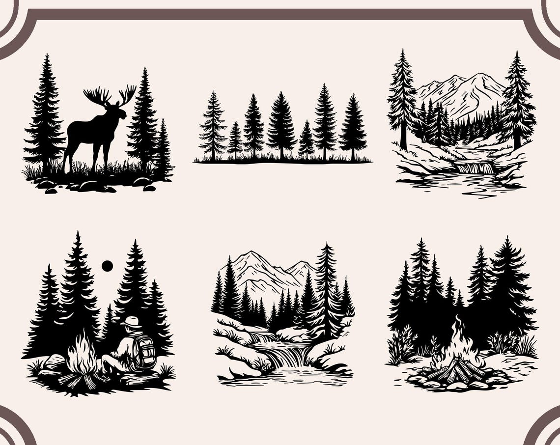 Forest Scene Svg Bundle , Forest Landscape Svg, Forest Scene Svg ...