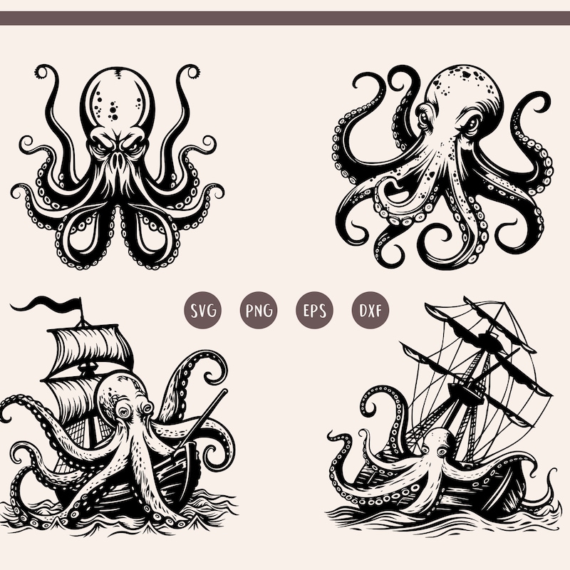 Kraken Svg - Etsy