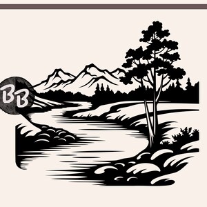 River Scene Svg Bundle, Lake Forest Clipart, River Landscape, River ...