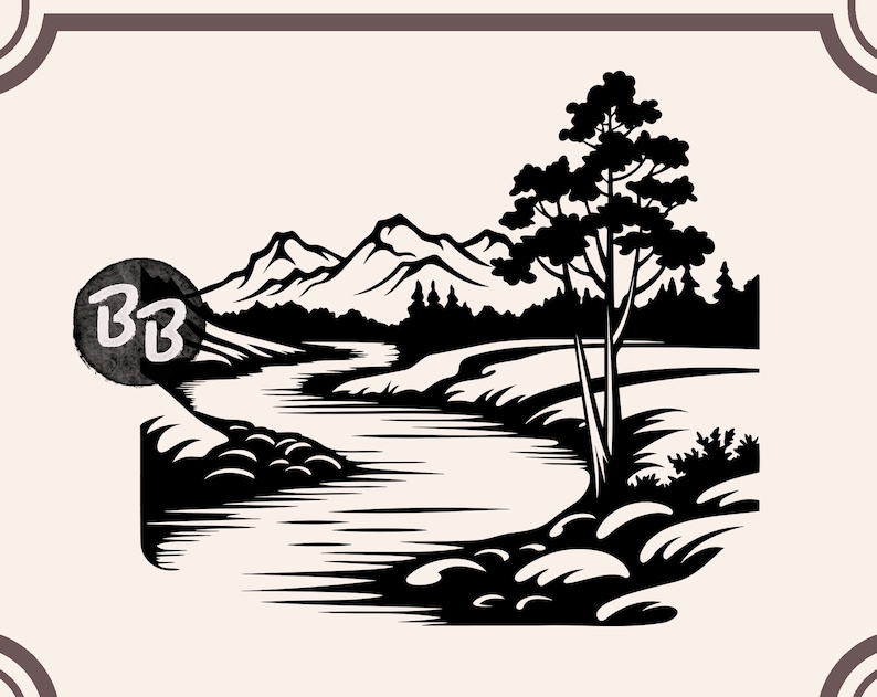 River Scene Svg Bundle, Lake Forest Clipart, River Landscape, River ...