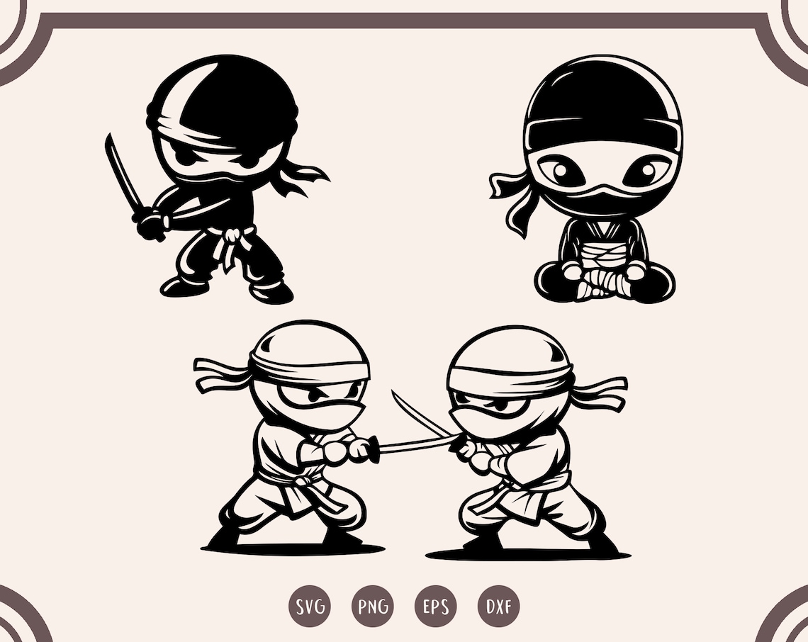Ninja Svg Bundle, Cute Ninja Svg, Female Ninja Clipart, Kids Ninja Svg ...