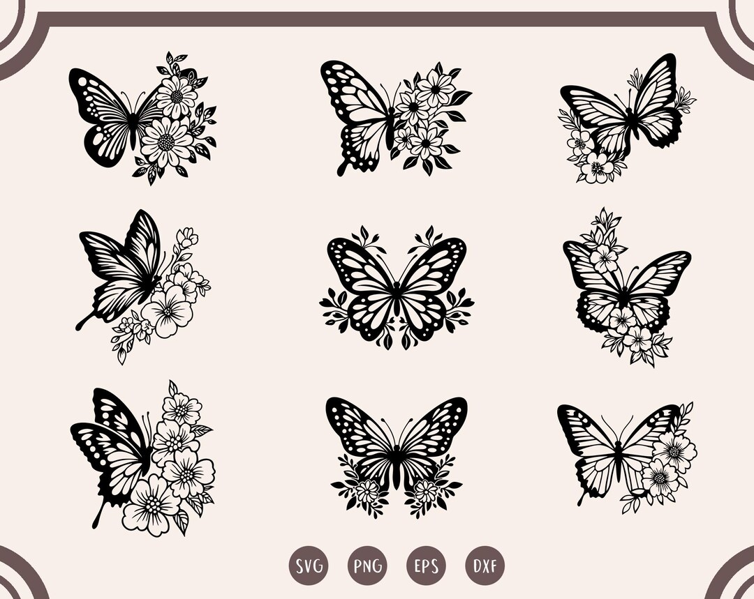 Butterfly Svg, Butterfly Svg Bundle, Floral Butterfly Svg, Spring ...