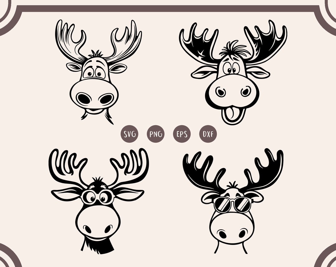 Moose Svg, Funny Moose Svg Bundle, Moose Wearing Sunglasses Svg, Moose ...