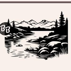 River Scene Svg Bundle, Lake Forest Clipart, River Landscape, River ...