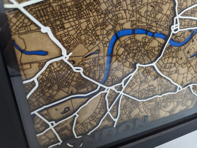 London City Map | 34cm X 34cm | Wooden Map | 3D Map | Custom Map | City ...