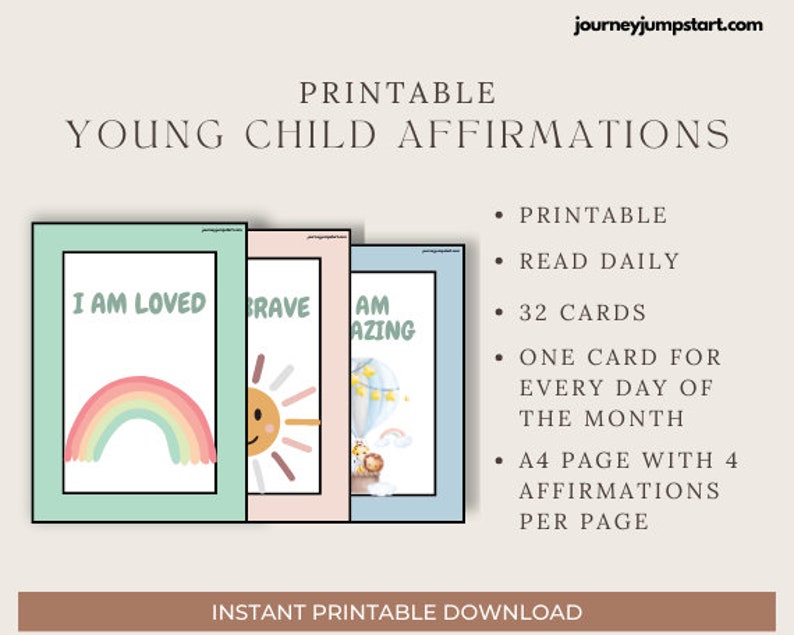 Young Child Affirmation Cards - Etsy