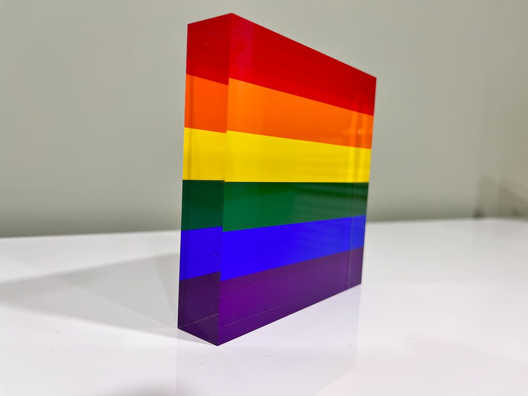 Rainbow Flag Printed on Acrylic Block Love is Love - Etsy