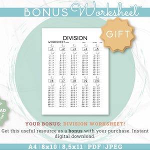 Division Chart Printable: Homeschool Math Poster, Worksheet (digital ...