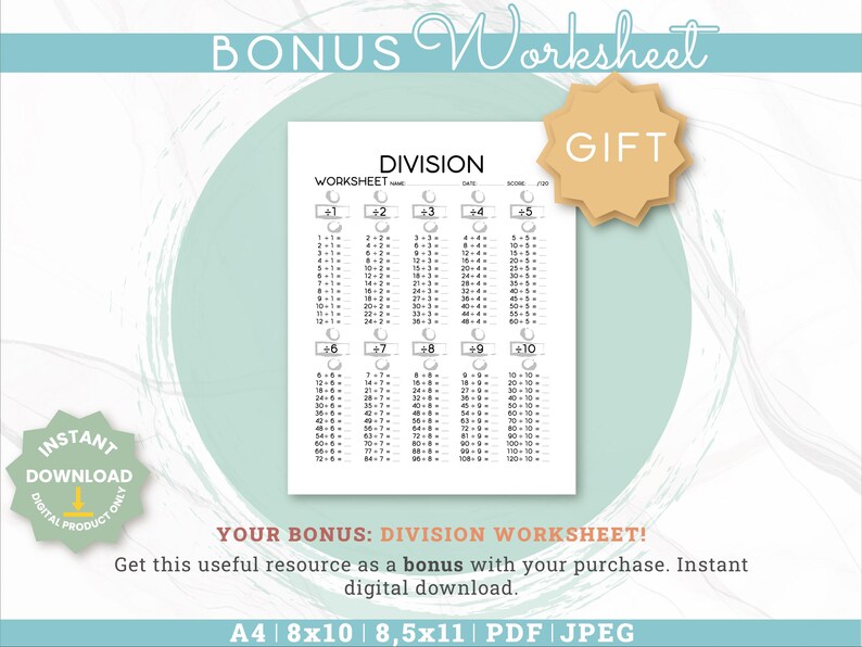Division Chart Printable: Homeschool Math Poster, Worksheet (digital ...
