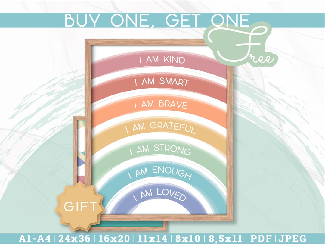 Rainbow Affirmations Poster: Motivational Quotes Classroom Decor ...
