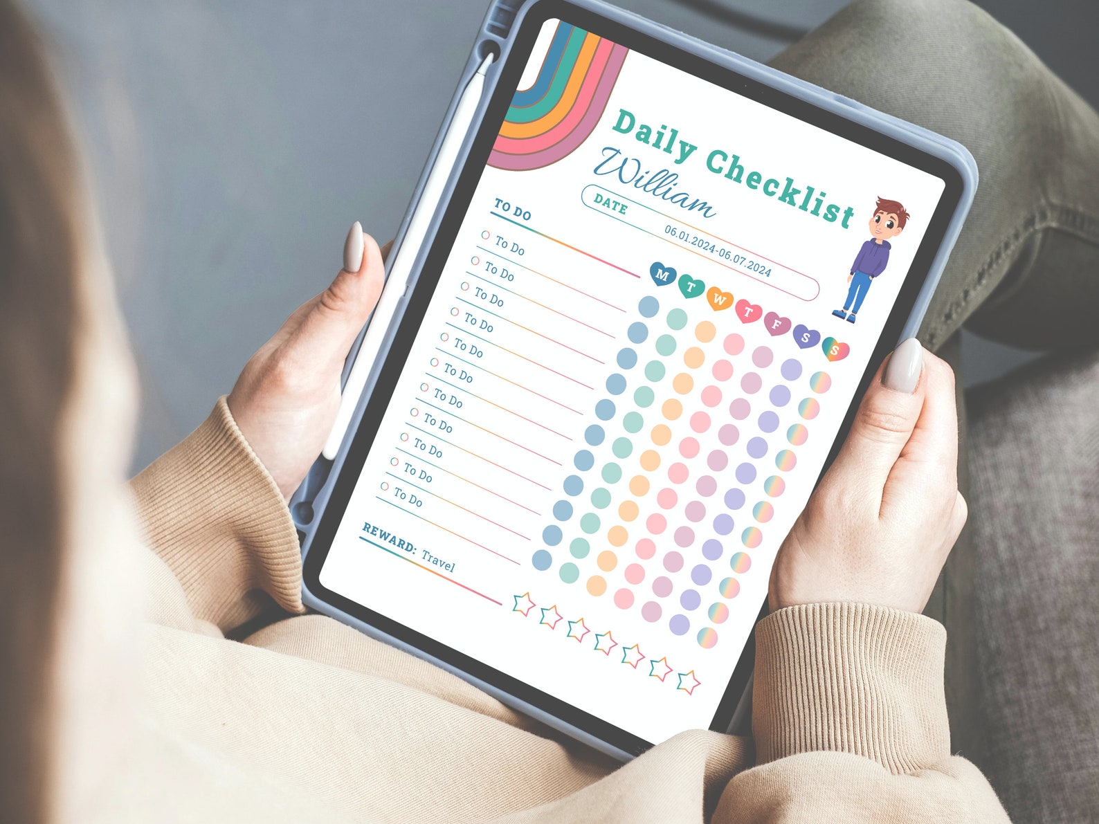 Editable Daily Checklist Template: Printable Reward Chart (PDF, LETTER ...