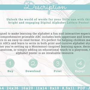 Printable Alphabet Letters Poster: ABC Learning & Decor (digital ...
