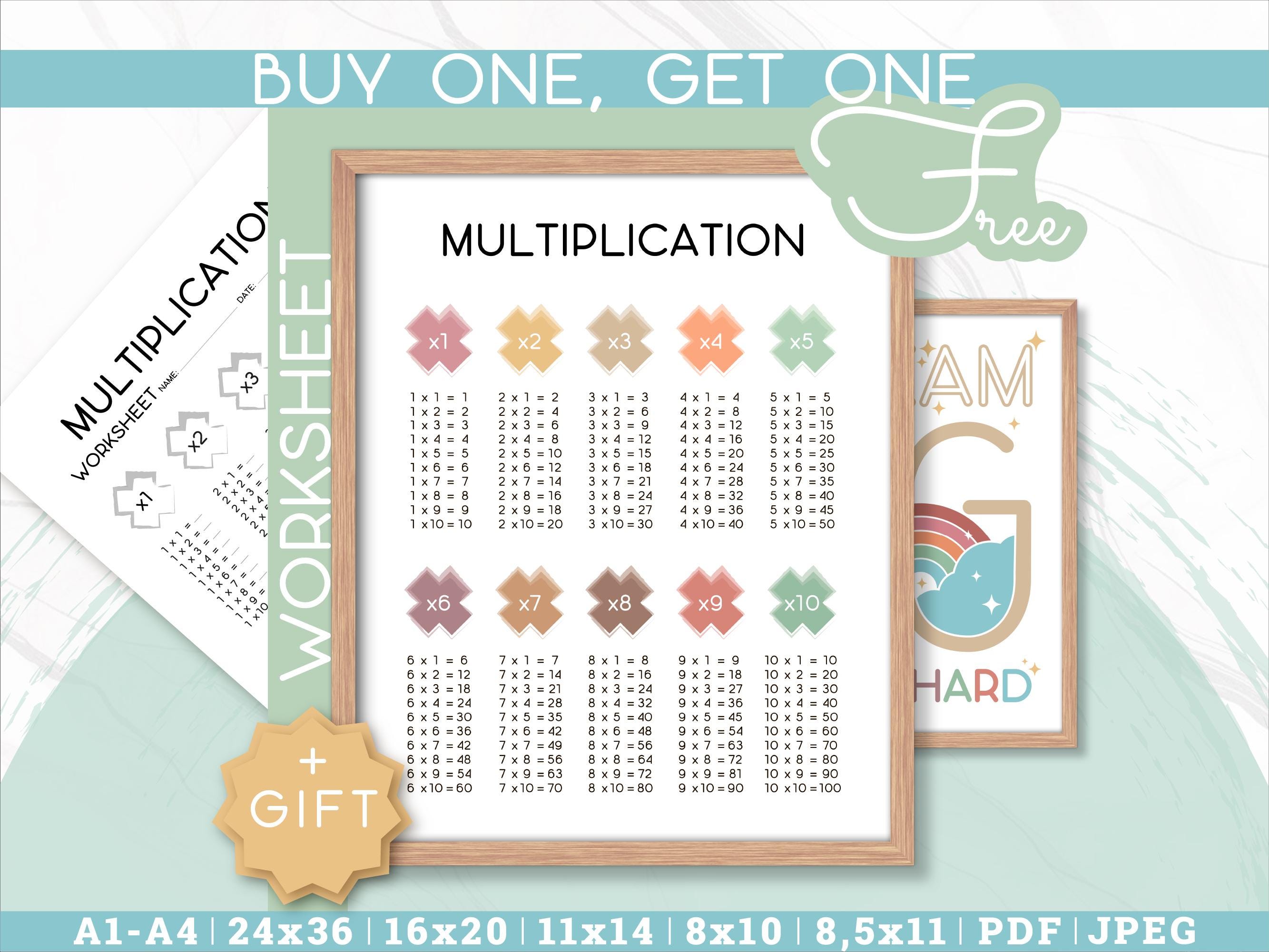 Multiplication Chart Printable, Times Table Chart, Worksheet ...