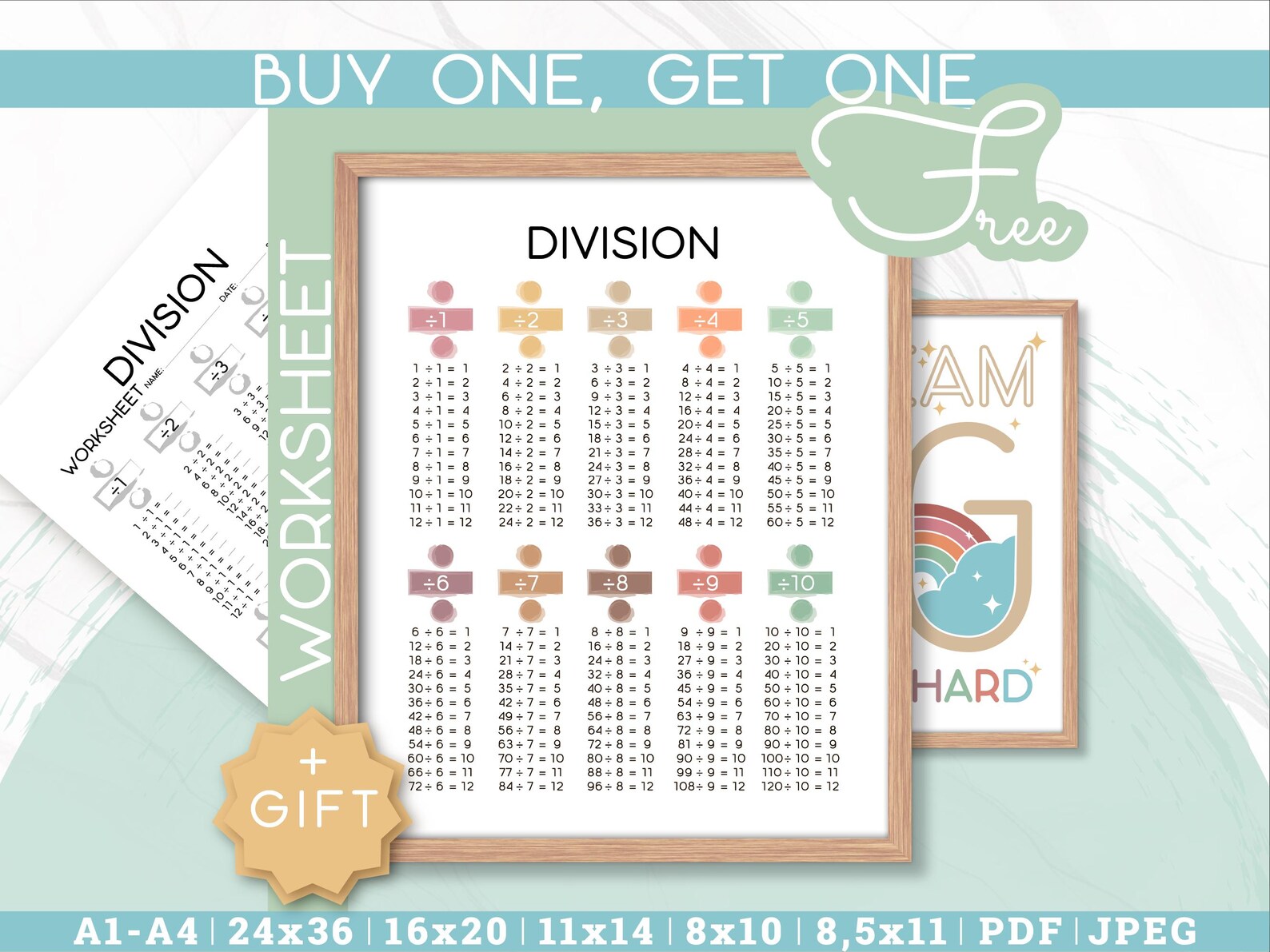 Division Chart Printable, Division Table Chart, Worksheet, Homeschool ...