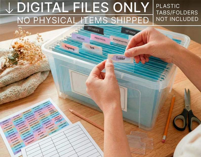 Printable Memory Box Tabs & File Dividers | DIY School Milestone Tote ...