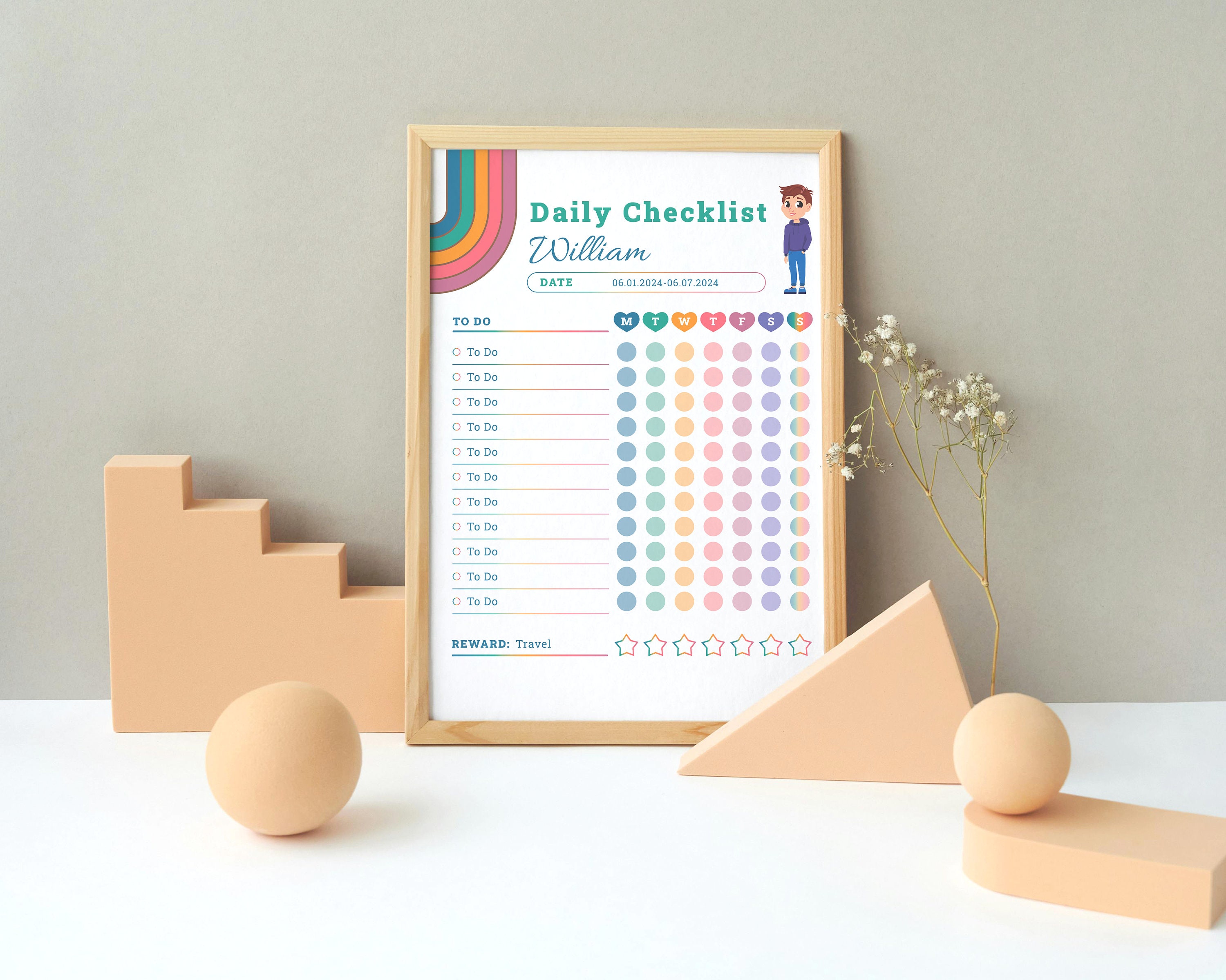 Editable Daily Checklist Template: Printable Reward Chart (PDF, LETTER ...