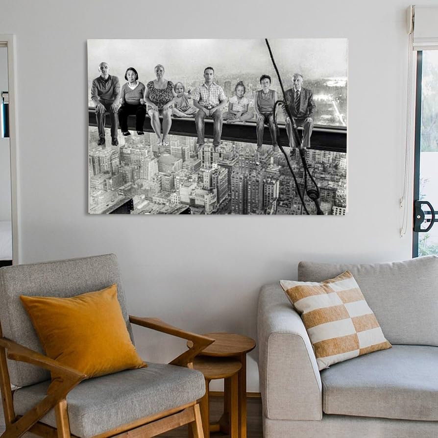 Custom Family Lunch Atop a Skyscraper, Canvas Art, Newyork Skyscraper ...