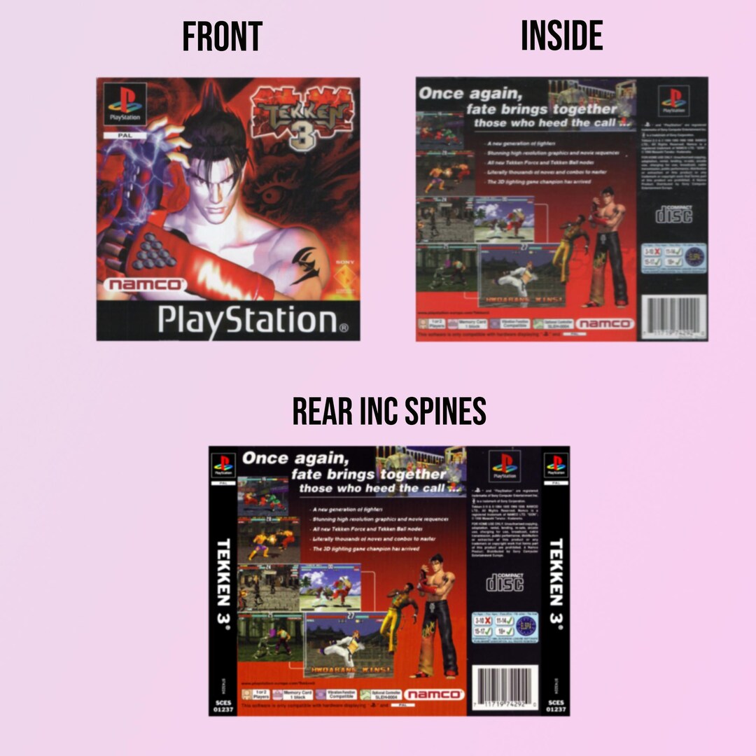Tekken 3. PS1 Case Boxart Slip Covers. Gloss Playstation 1 - Etsy