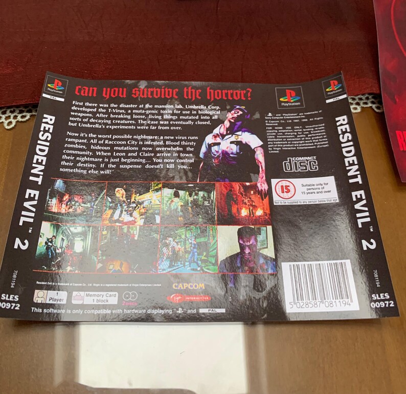 Resident Evil 2 .PS1 Case Boxart Slip Covers. Gloss Playstation 1 - Etsy