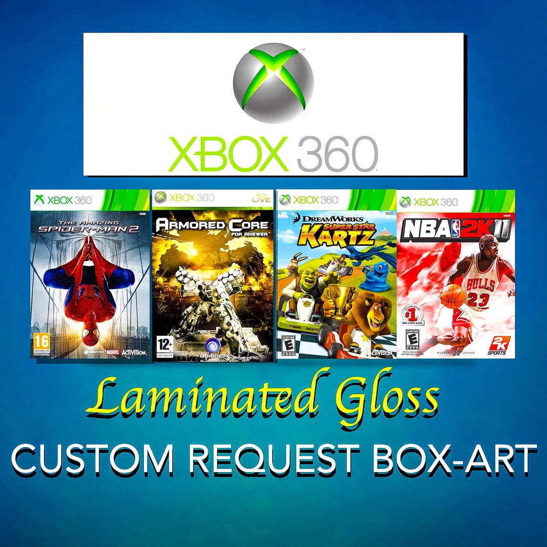 Print XBOX 360 GLOSS Slip Cover Artwork Alphabetical List.custom ...