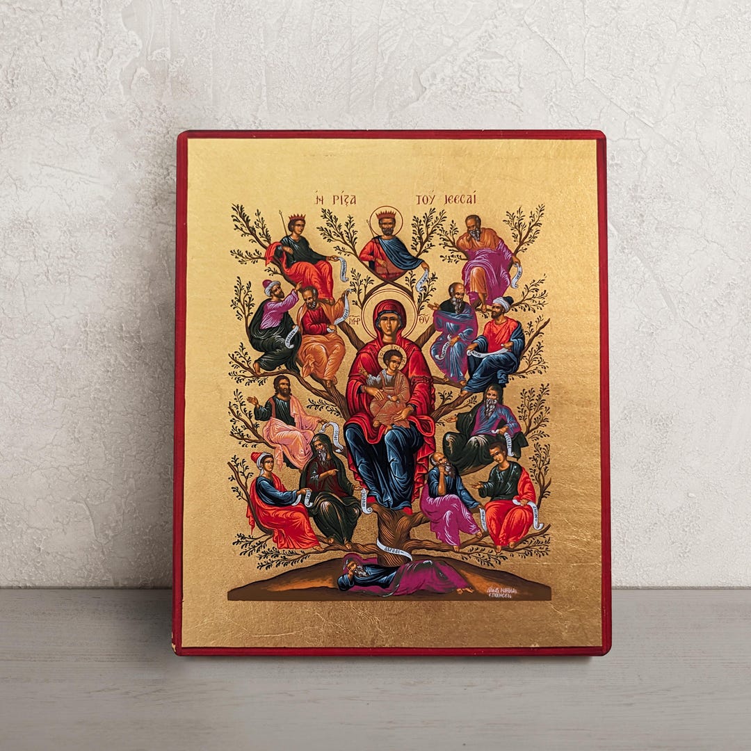 Virgin Mary Root of Jesse Icon • Hand-painted Byzantine Icon • Greek ...