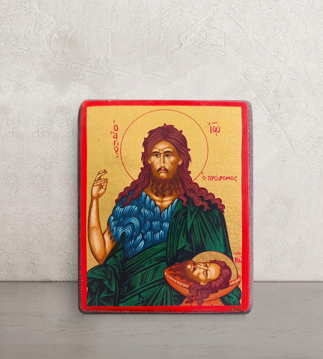 Saint John the Baptist • Hand Painted Icon of Saint John • Greek ...