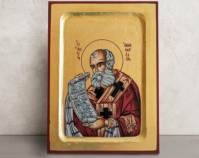 Saint Athanasius Icon of Alexandria, Greek Handmade Orthodox Icon of St ...