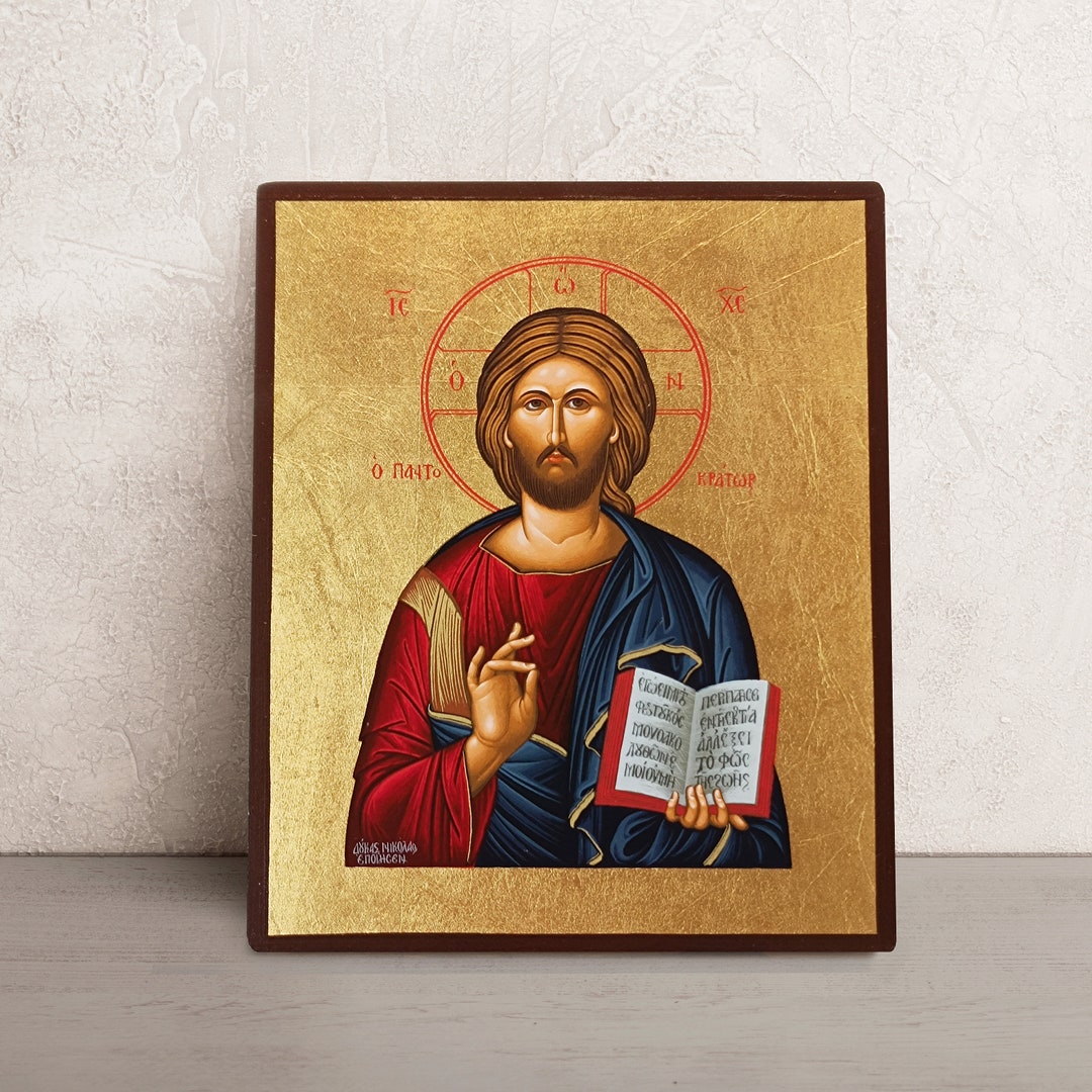 Handmade Jesus Christ Icon Byzantine Icon Greek Orthodox Icon Christ ...
