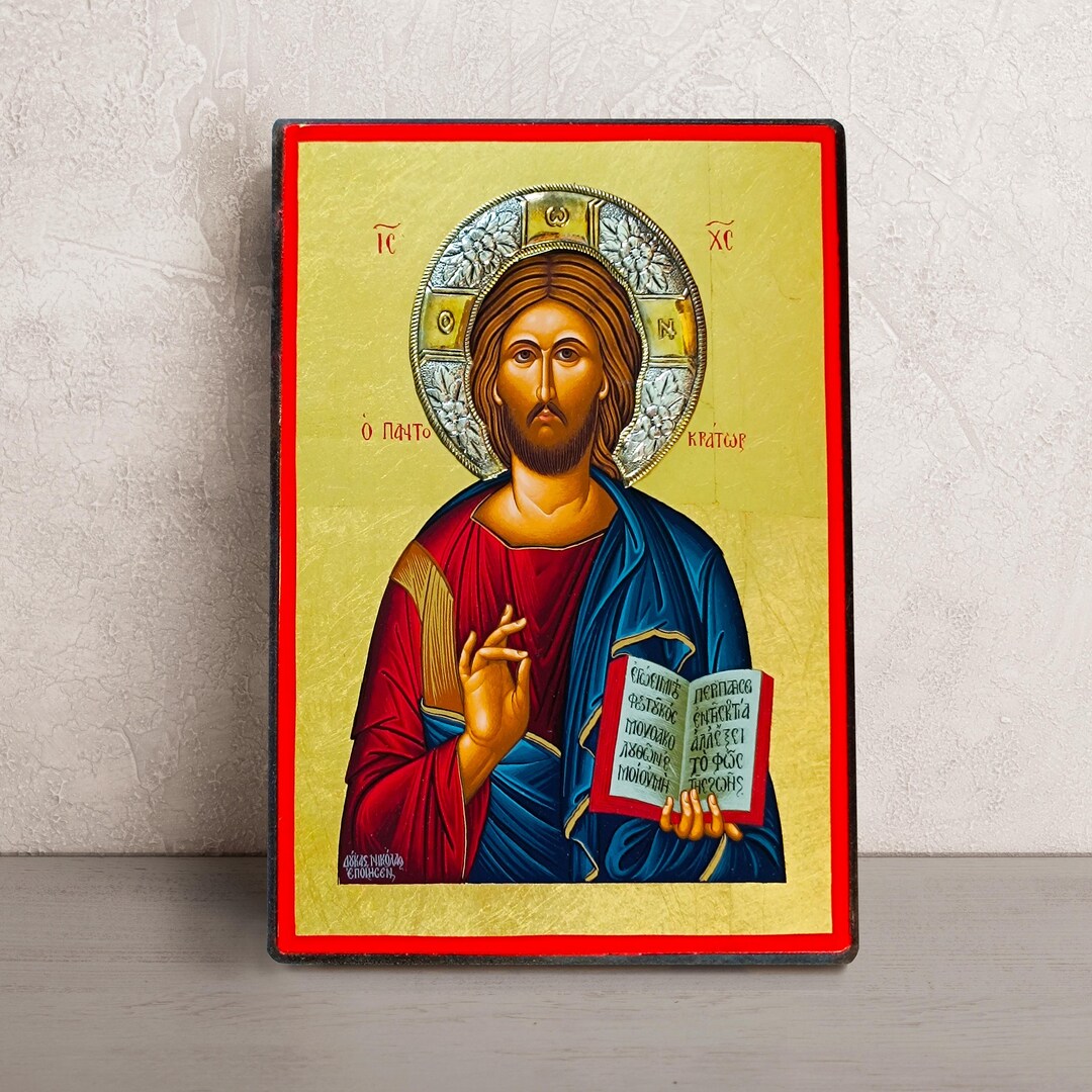 Byzantine Icon of Jesus Christ • Greek Orthodox Icon • Hand Painted ...