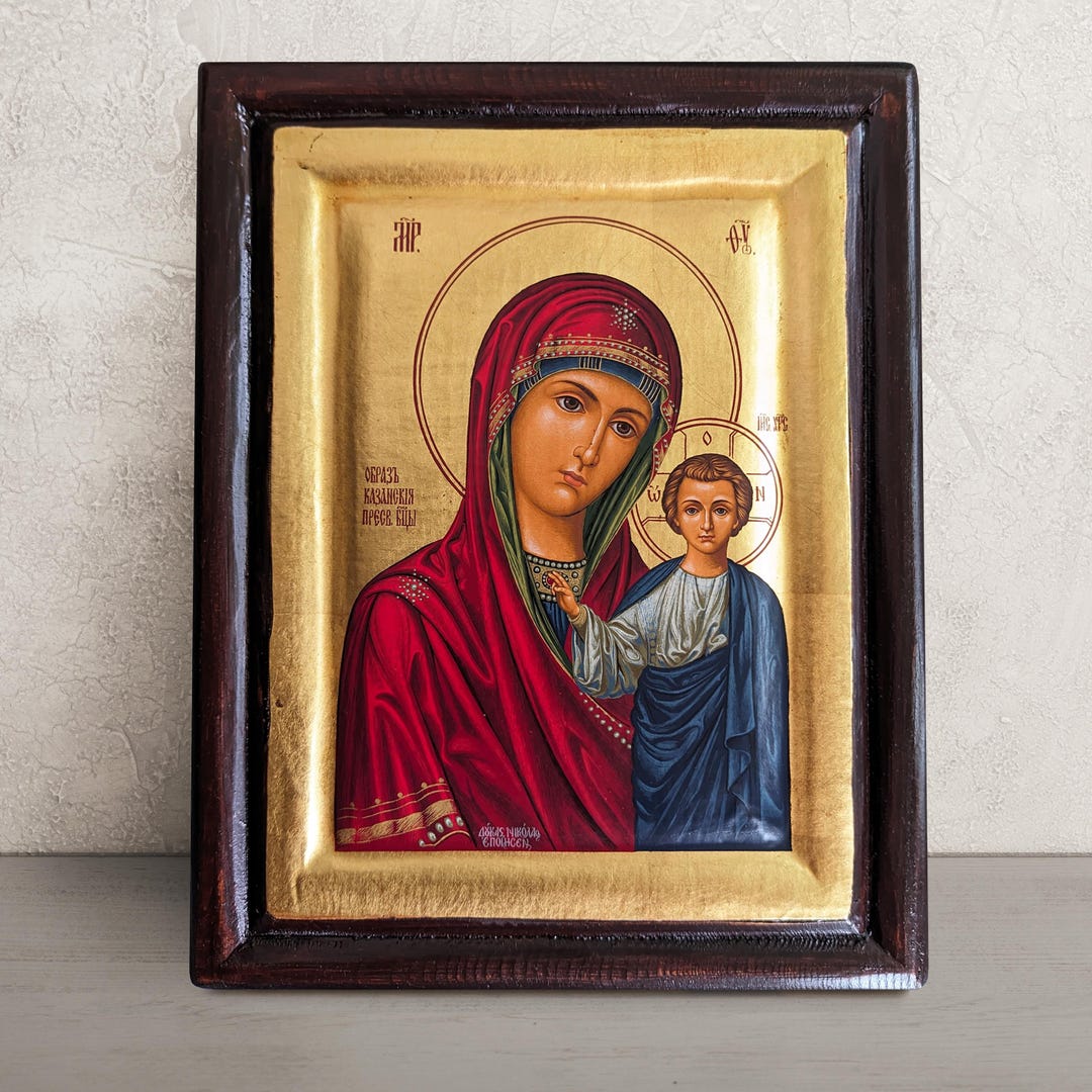 Greek Orthodox Icon of Virgin Mary • Hand Painted Virgin Mary of Kazan ...