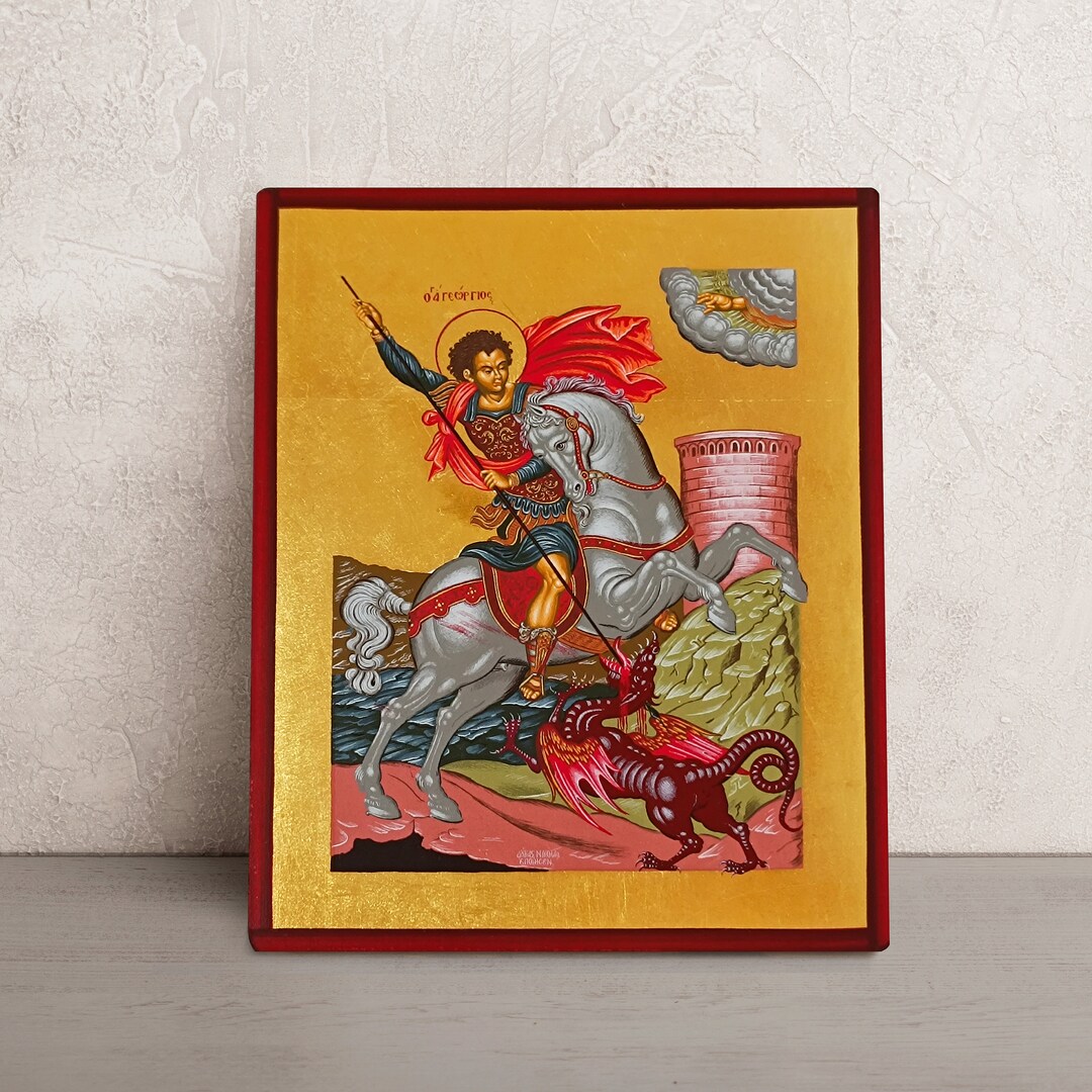 Saint George Orthodox Icon • Hand Painted Byzantine Art • St George ...