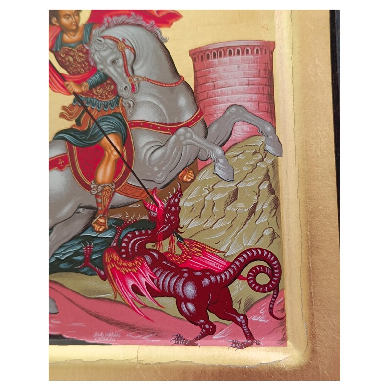 St George Dragon Orthodox Icon Hand Painted Byzantine Icon Greek Icon ...