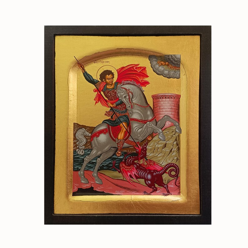 St George Dragon Orthodox Icon Hand Painted Byzantine Icon Greek Icon ...