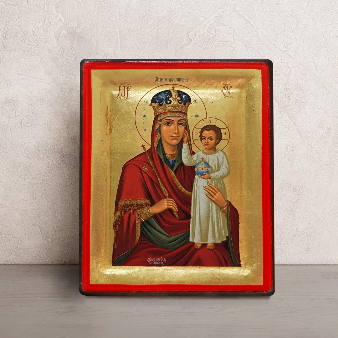 Hand Painted Mother of Humility Icon: Byzantine Christian Art - Etsy