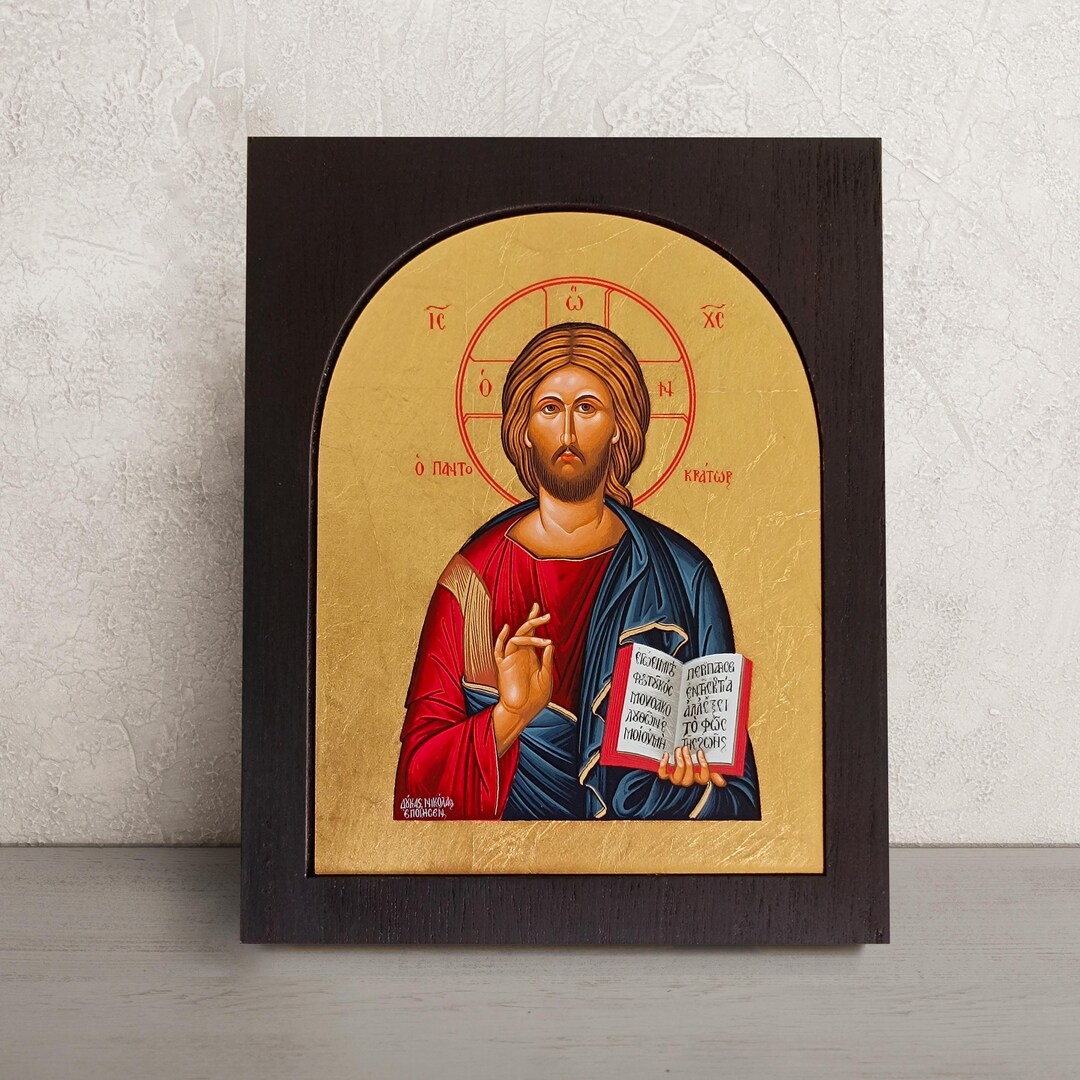 Jesus Christ Greek Orthodox Icon Unique Byzantine Icon of Pantocrator ...