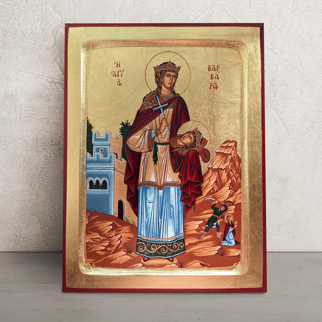Hand Painted Saint Barbara Icon • Byzantine Art of St Barbara ...
