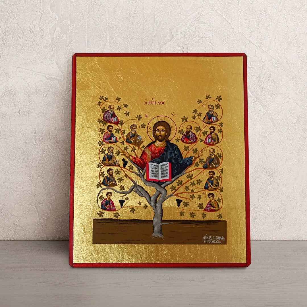 Christ the True Vine Icon • Byzantine Icon of Jesus With the Twelve ...