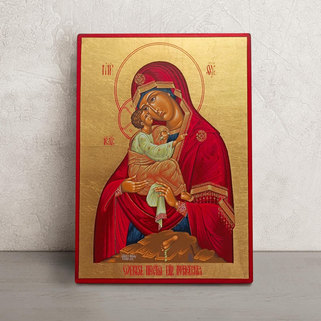 Hand Painted Virgin Mary Icon • Virgin of Pochaev Ukrainian Icon ...