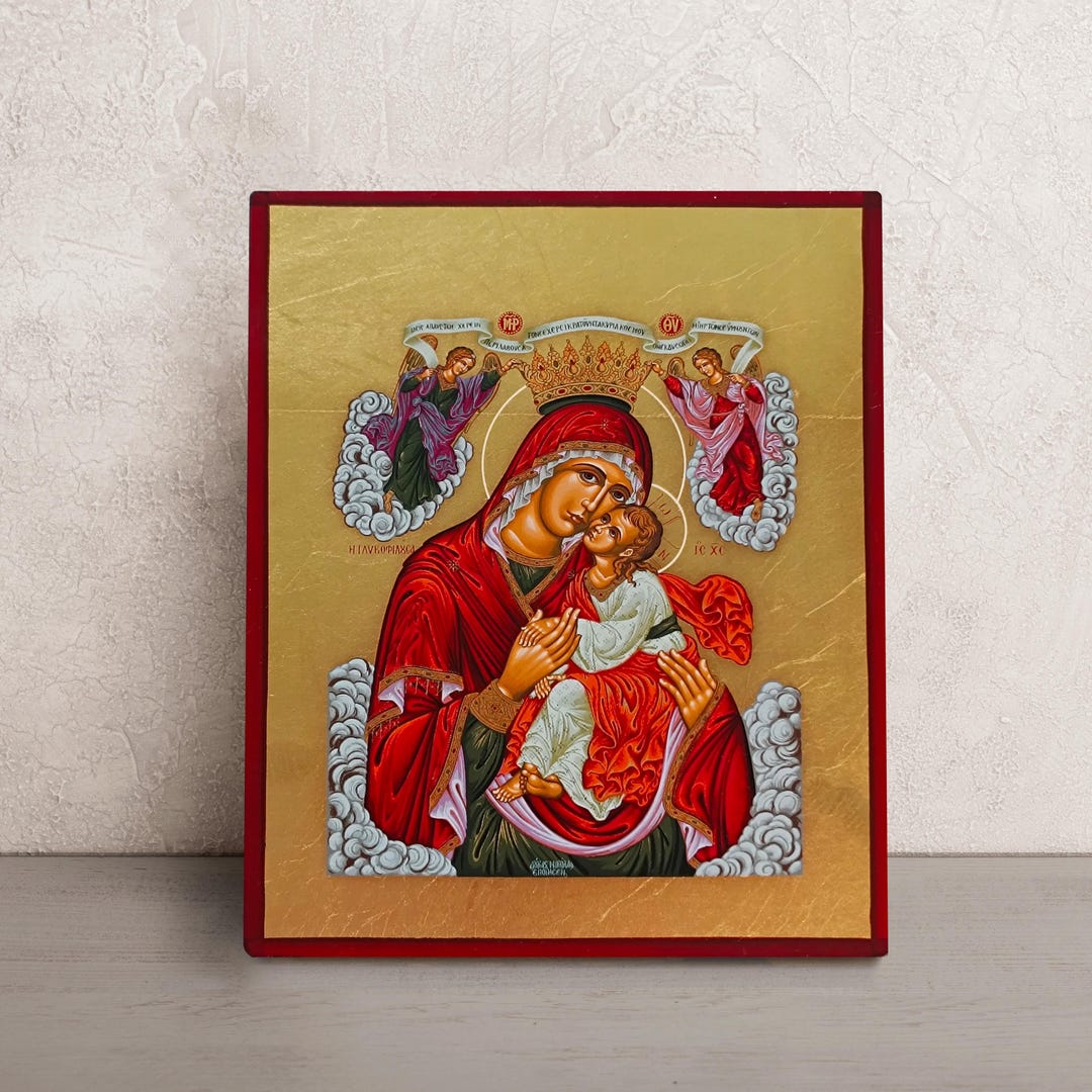Greek Orthodox Icon of Our Lady • Hand Painted Byzantine Icon • Virgin ...