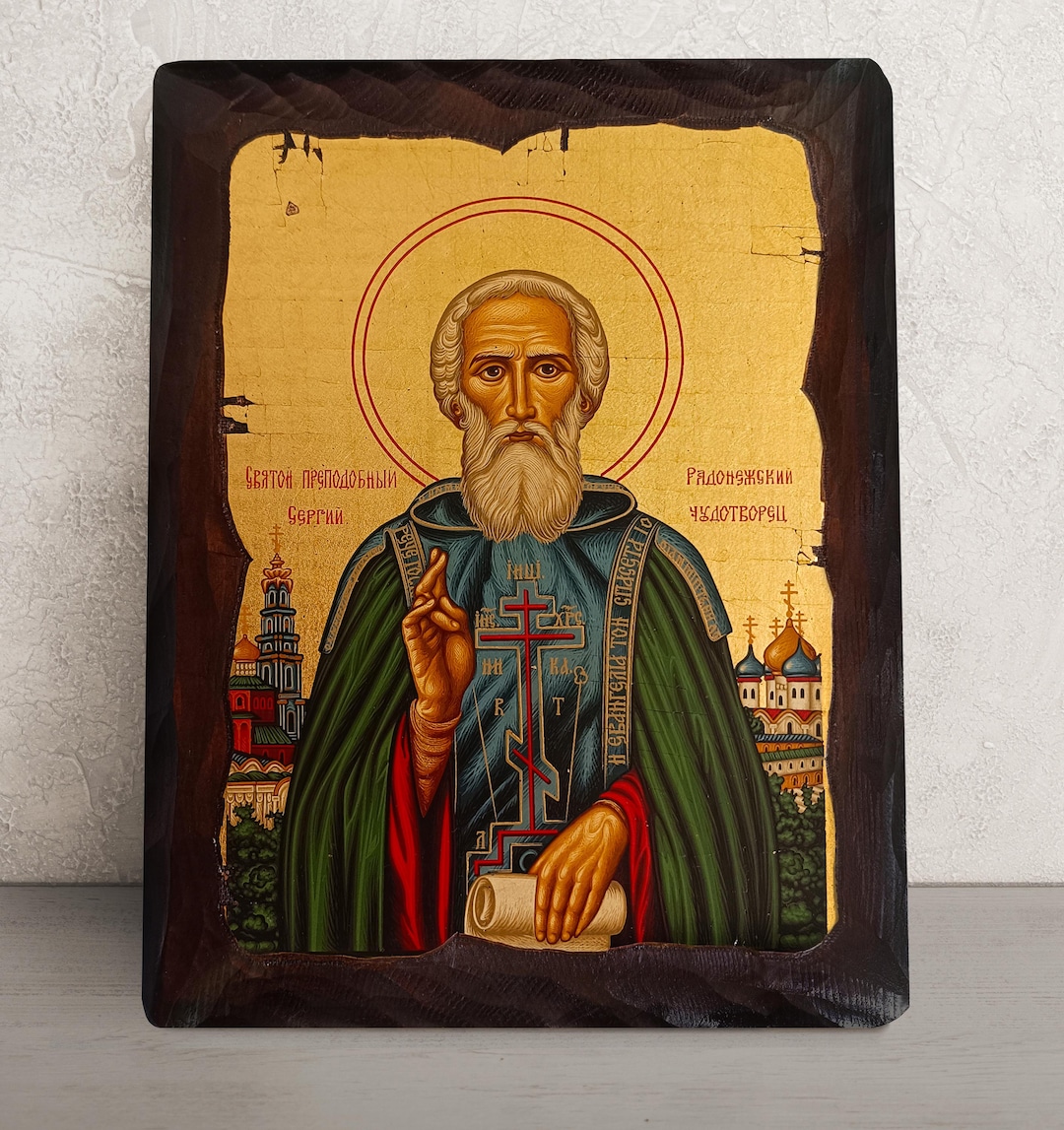 Saint Sergius of Radonezh Hand Painted Icon of St Sergius Greek Orthodox Icon Eastern Orthodox ...