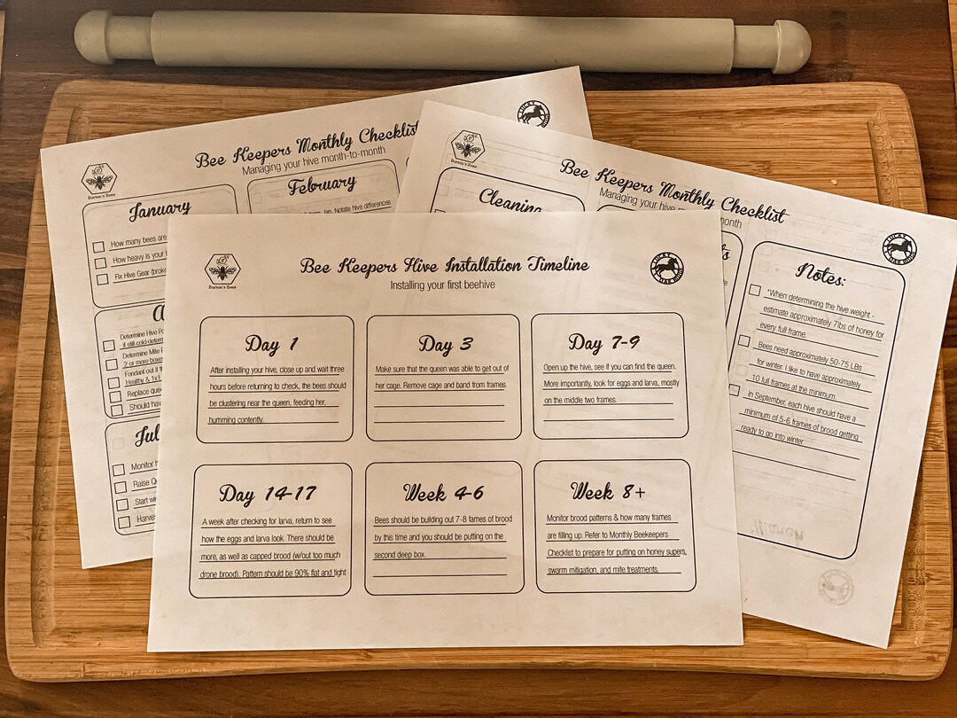 Beekeeping Bee Hive Monthly Timeline Planner and Installation Checklist ...