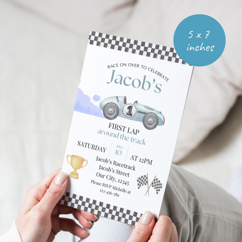 First Lap Around the Track Invite | Race Car Invitation | Boy 1st ...