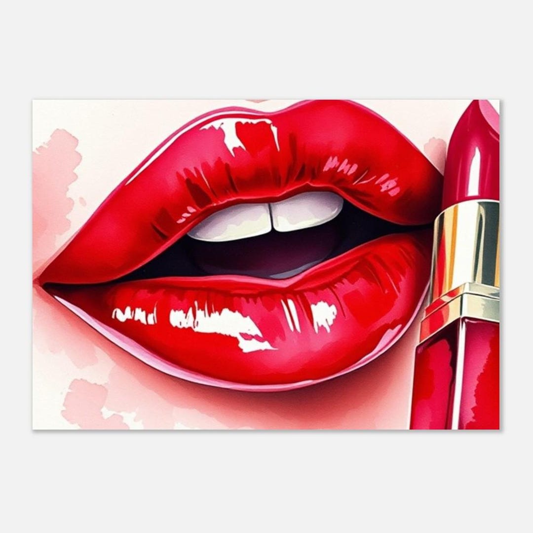 POSTER ART Red Woman Lips Wall Art Abstract Lips Poster Lips Artwork ...