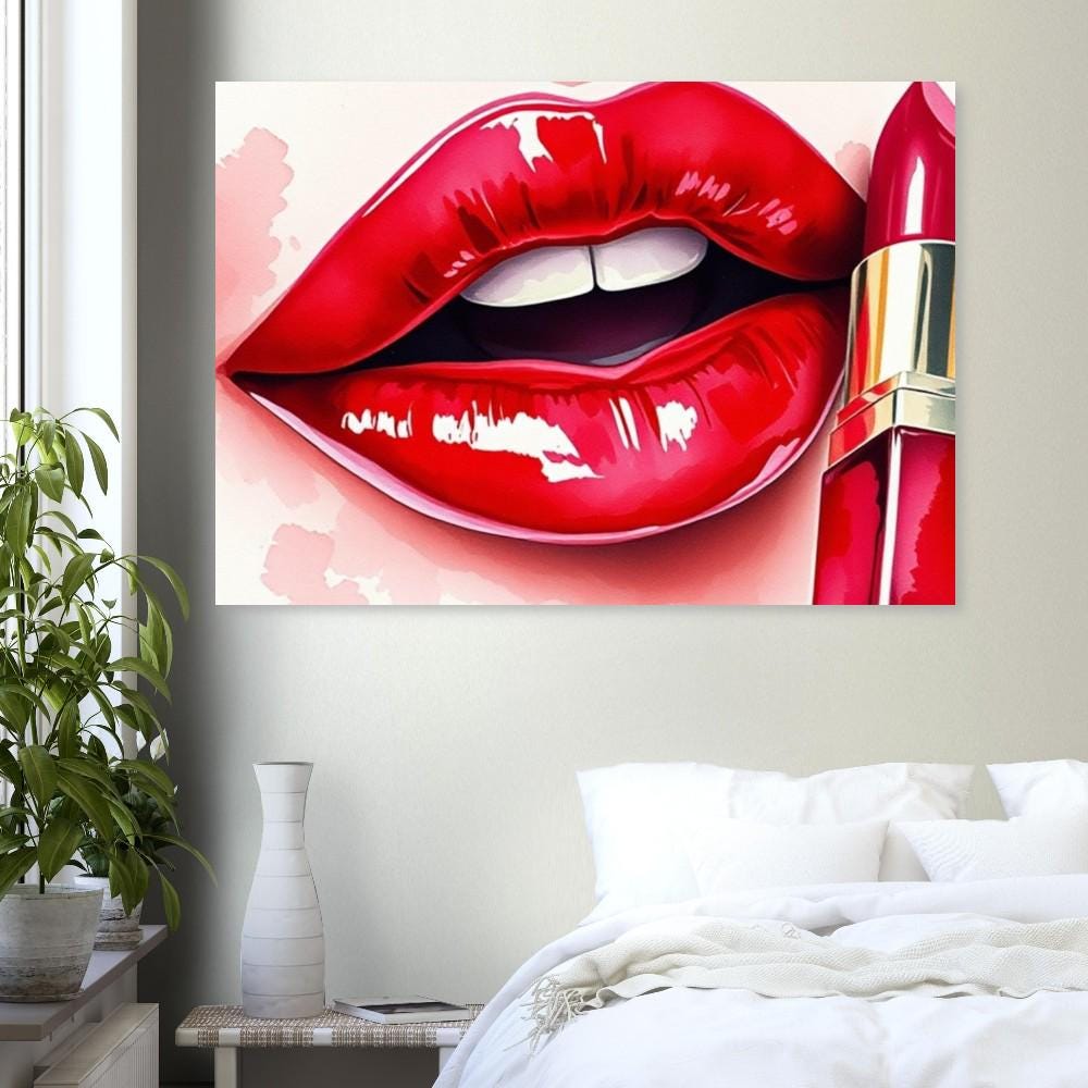 POSTER ART | Red Woman Lips Wall Art | Abstract Lips Poster | Lips ...