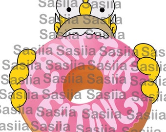 Homer Donut Transparent PNG Clipart for Sticker Design Asset - Etsy