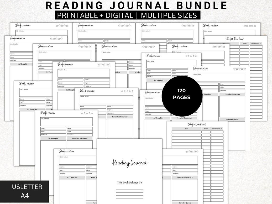 Digital Reading Journal, Reading Journal - Etsy