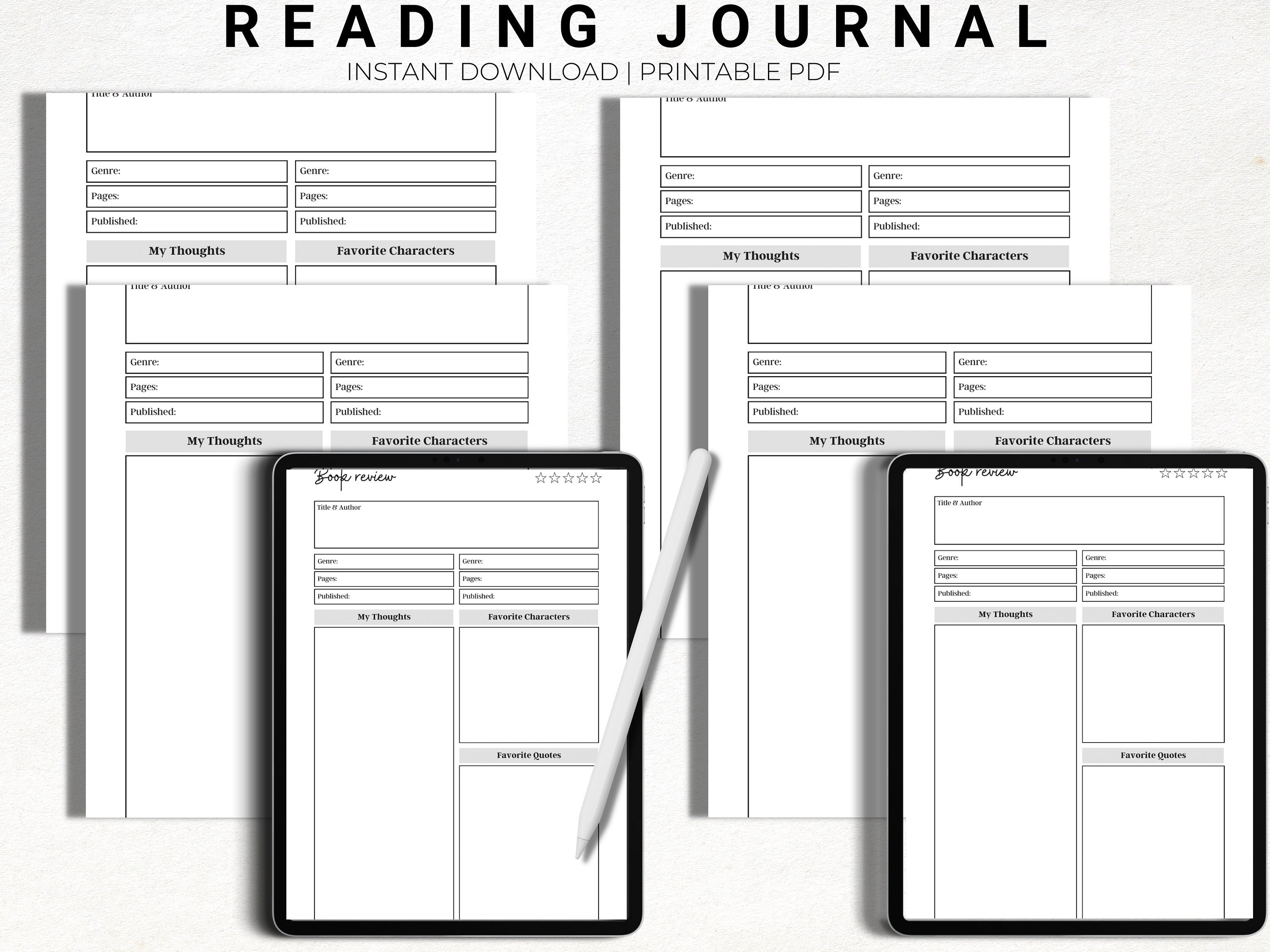 Digital Reading Journal, Reading Journal - Etsy